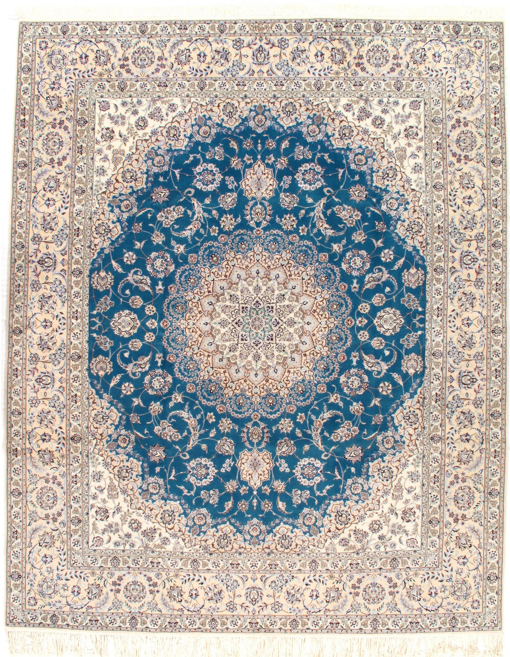 Light Blue Persian Nain silk & wool 6L 8' x 10' – Alexandria Fine Rugs