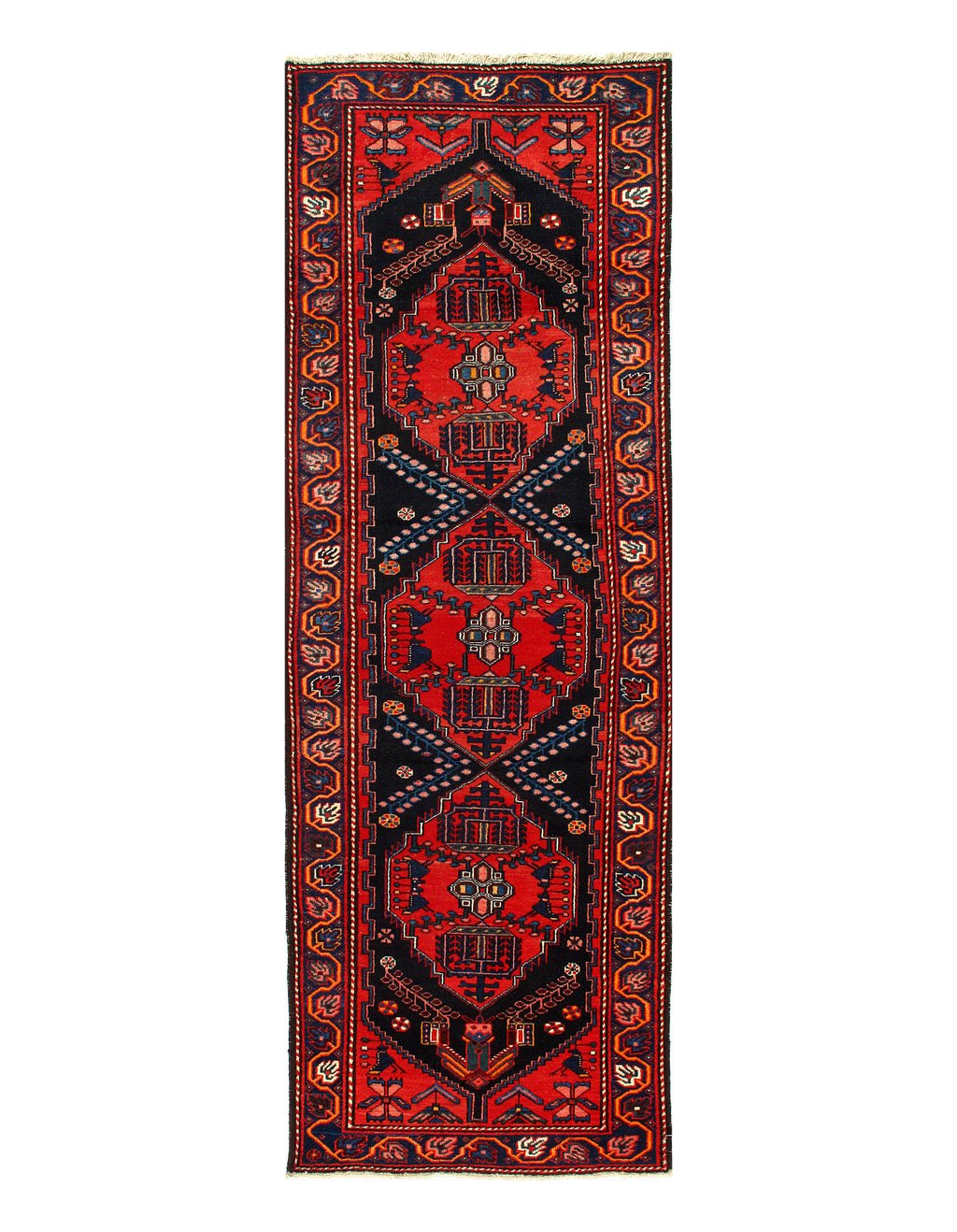 Red Persian Hand Knotted Hamdan Runner 3'5'' X 9'9'' – Alexandria Fine Rugs